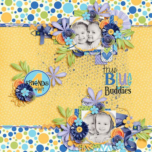 True Blue Buddies Embellishment Pack Scrapbook Page Design - MemoryMixer™