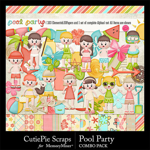 Pool Party Combo Pack Scrapbook Page Design - MemoryMixer™