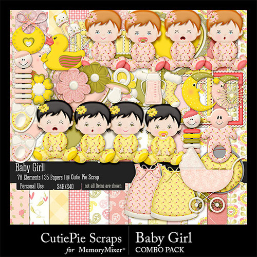 Baby Girl Combo Pack Scrapbook Page Design - MemoryMixer™