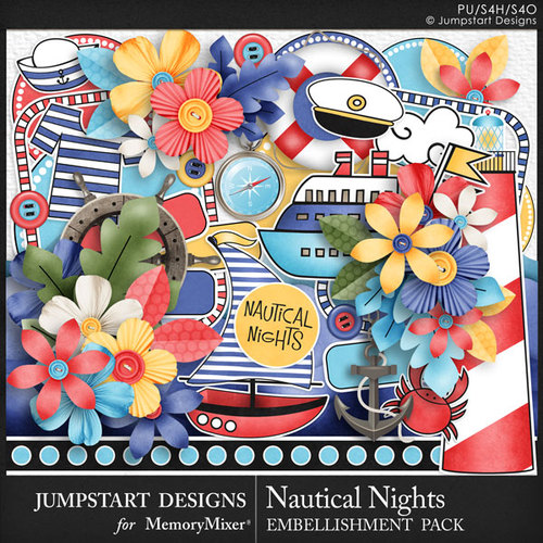Nautical Nights Embellishment Pack Scrapbook Page Design - MemoryMixer™